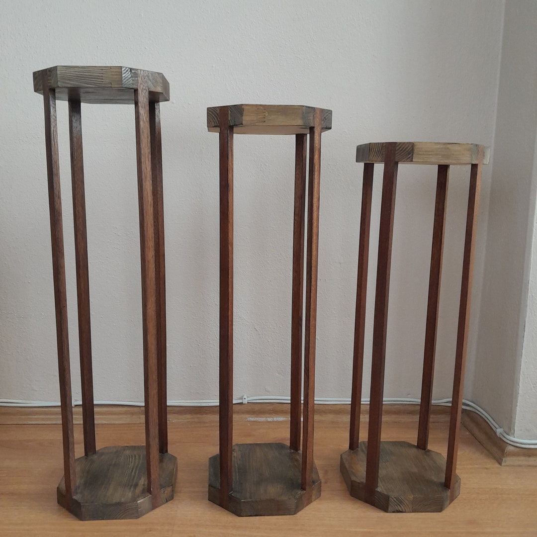 Handmade Wooden Side Table Set, Plant Stand, Nightstand, Designed ...