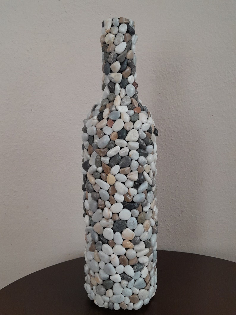 Wine Bottle Decoration With Sea Stones - Etsy