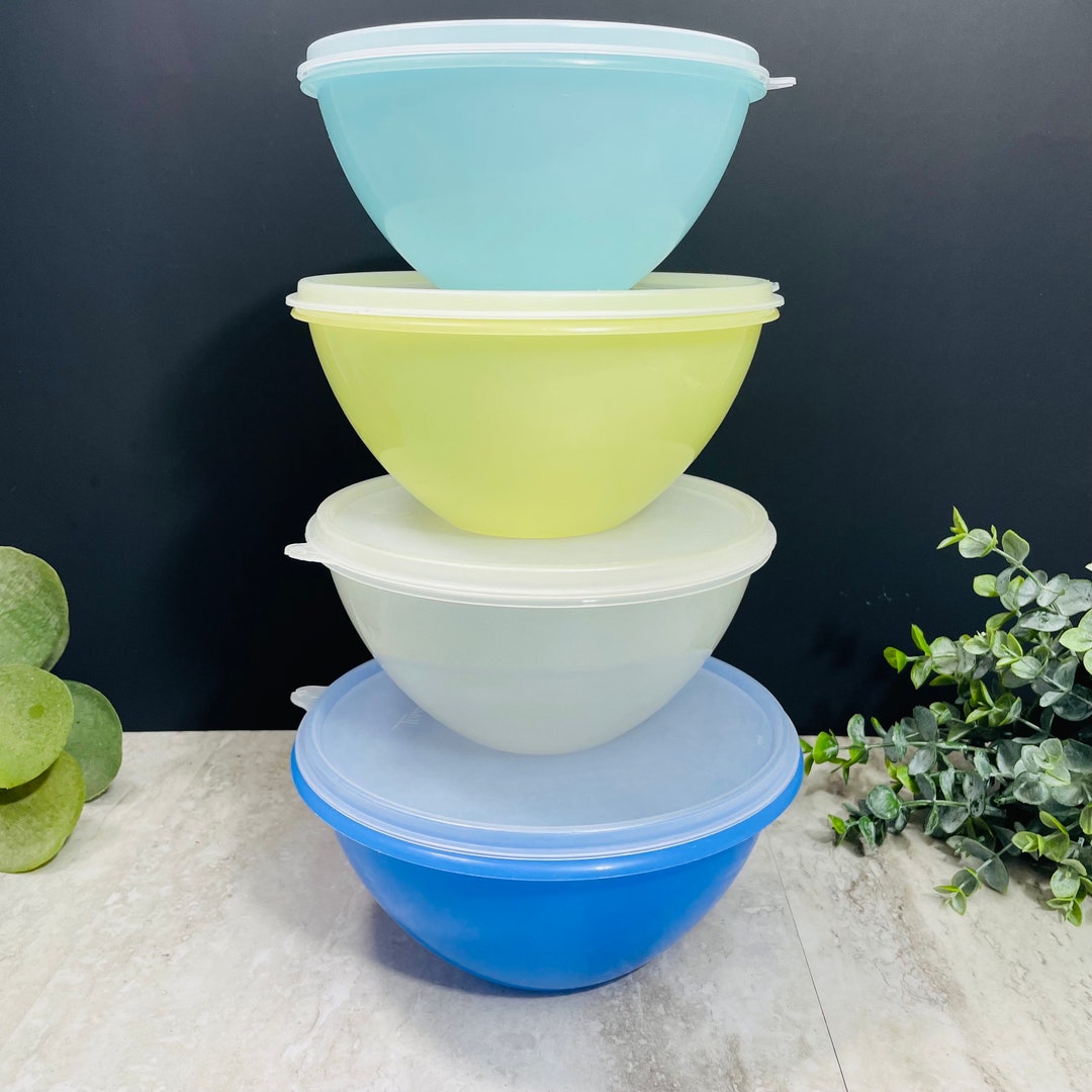 4 Vintage TUPPERWARE Pastel Wonderlier Nesting Mixing Bowl Set 234 235 236 Mixed Lot Pastels ...