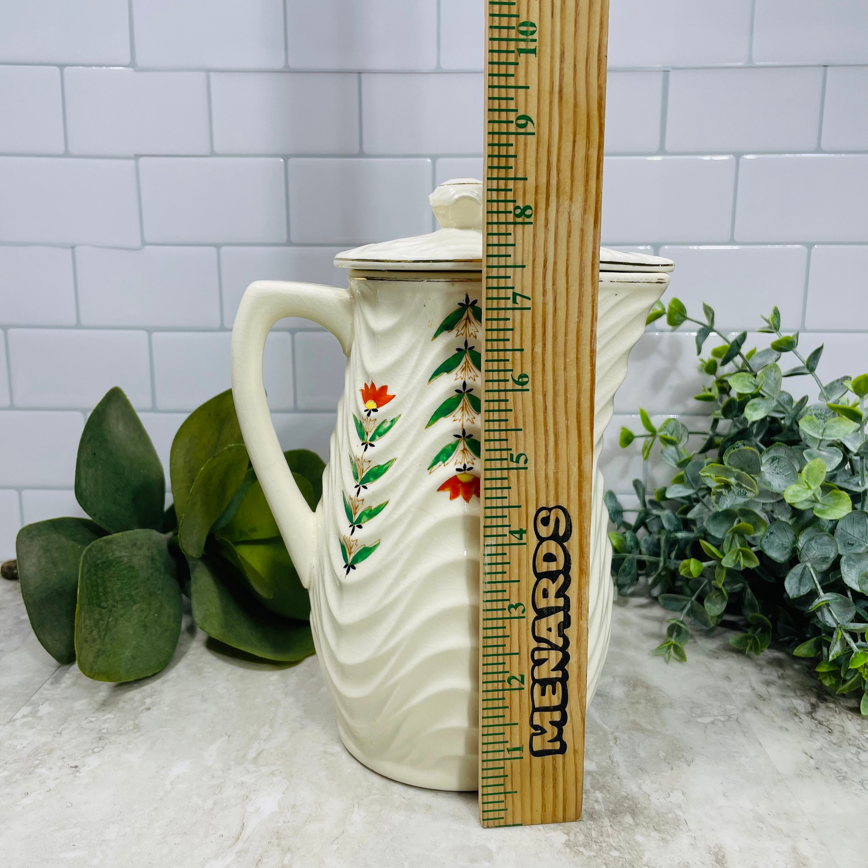 Vintage Art Deco Teapot Pitcher With Lid by Royal Trico Japan Ridged ...