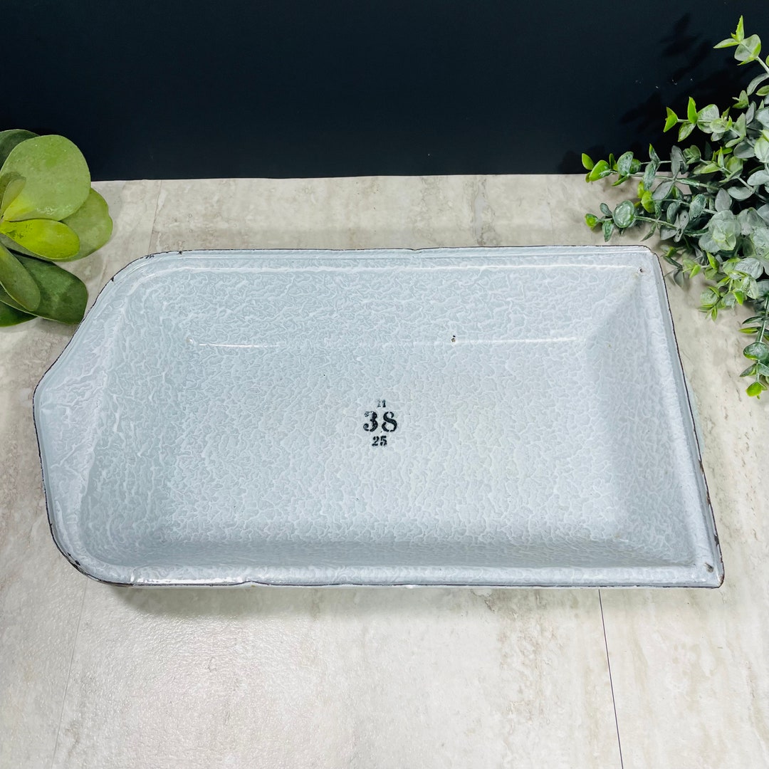 Vintage Enamelware Duck Roaster Pan Grey Speckled Graniteware Pour ...