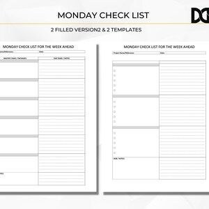 DM - Monday Check List in One Page - Etsy