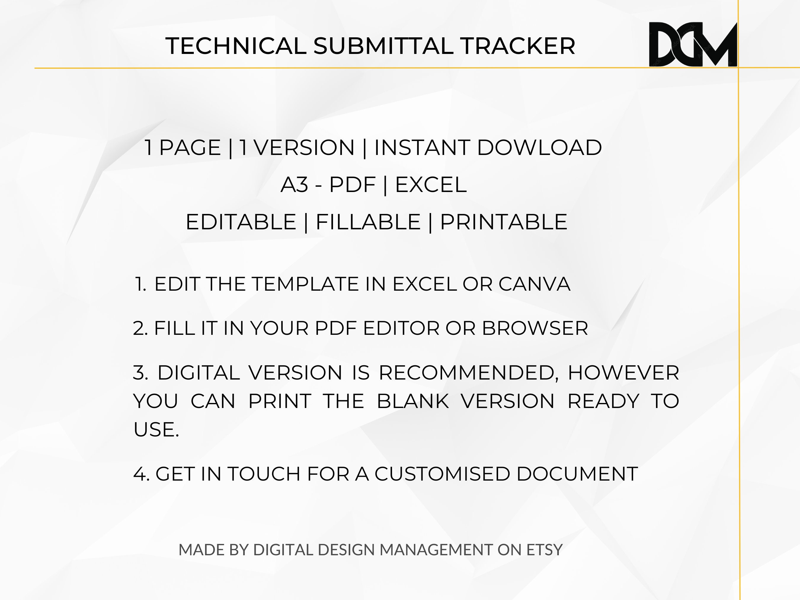DM - Technical Submittal Tracker - Etsy