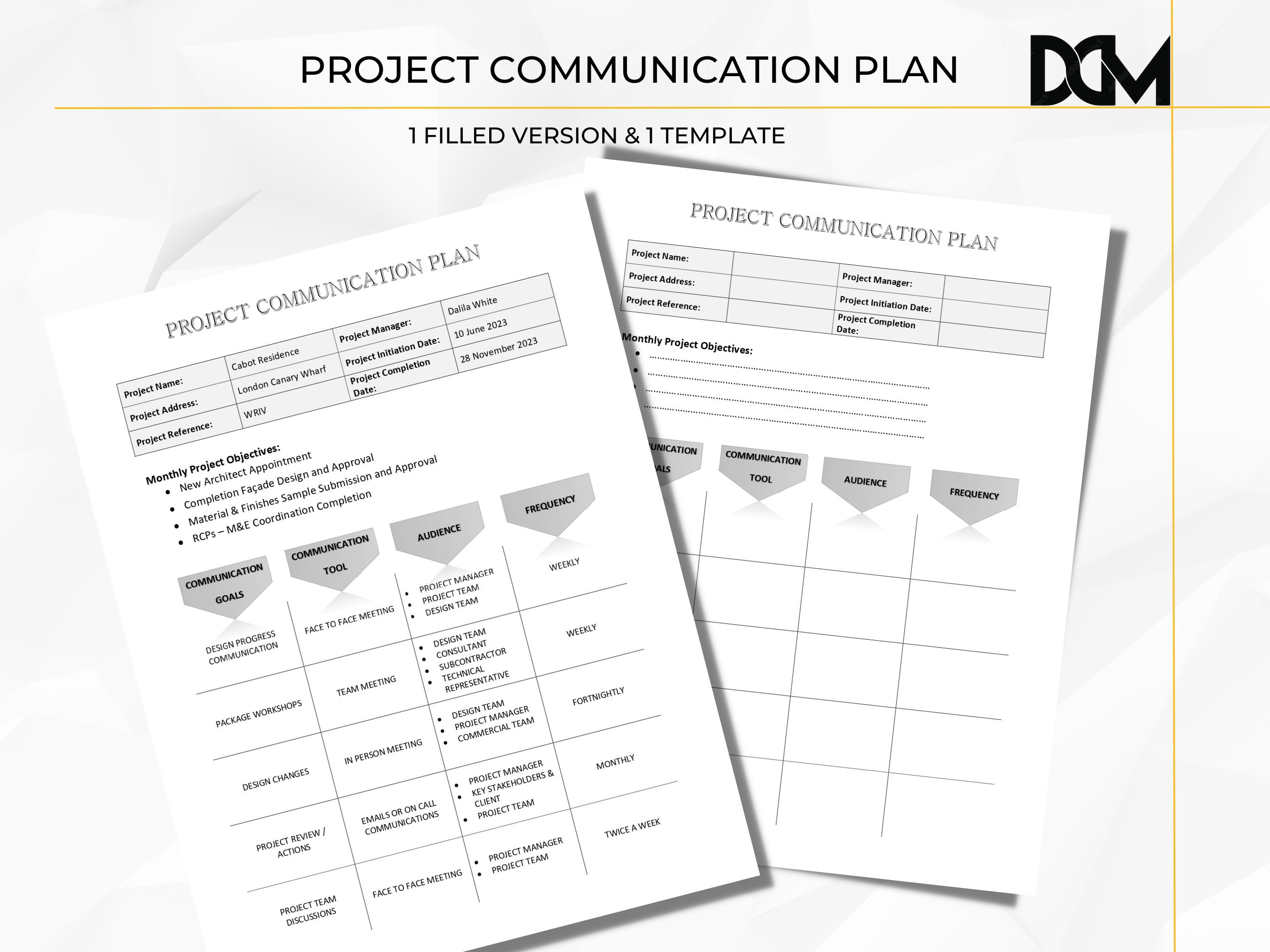DM - Project Communication Plan in One Page - Etsy