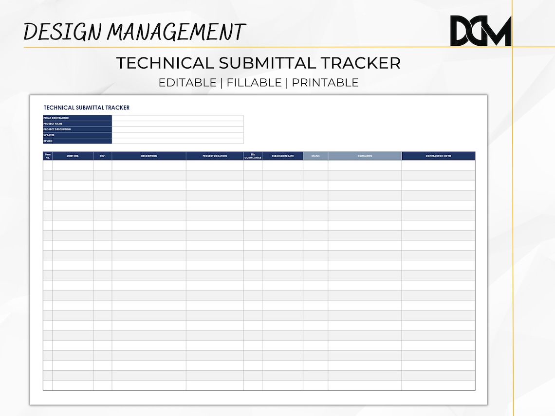 DM - Technical Submittal Tracker - Etsy