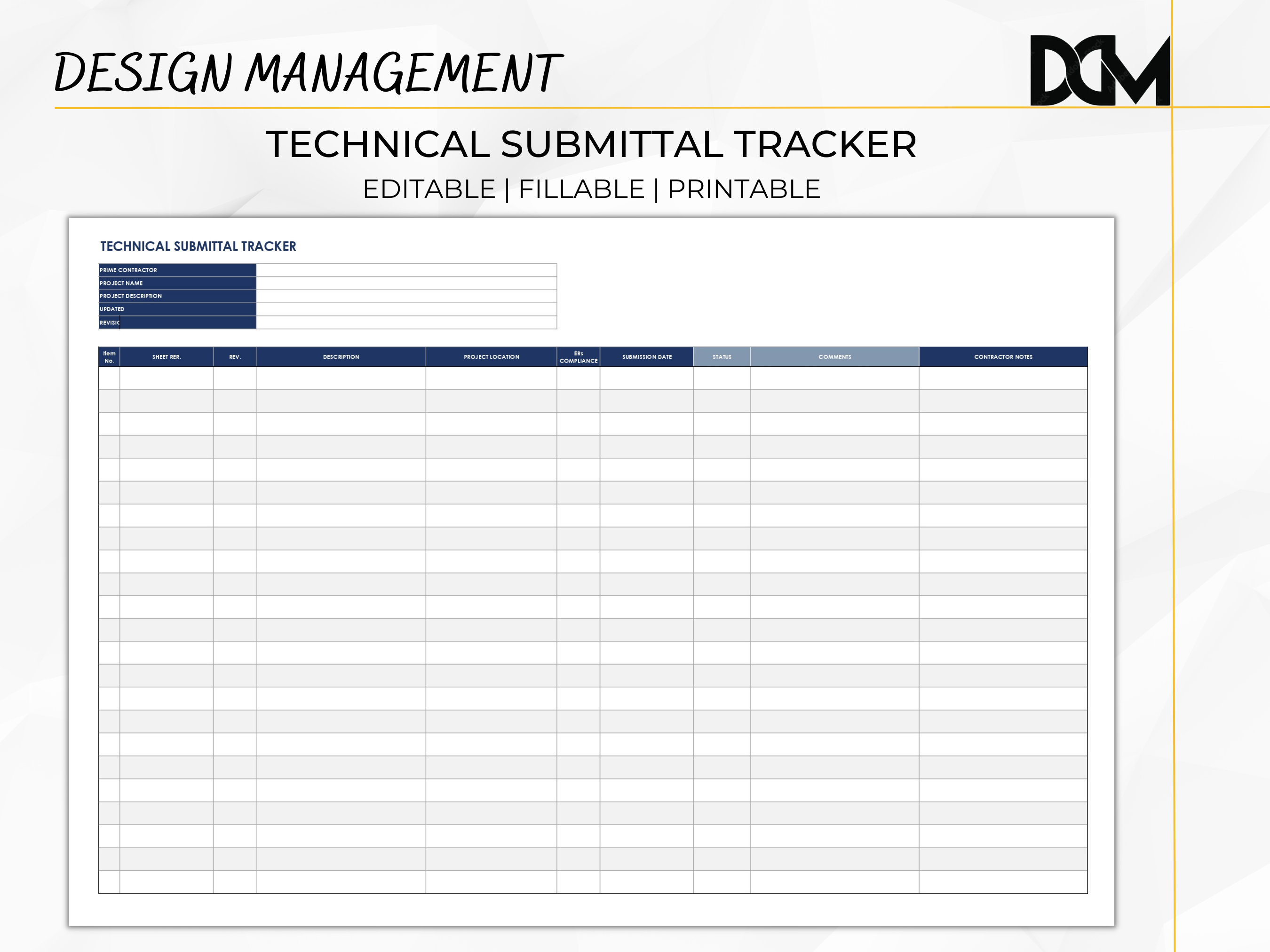DM - Technical Submittal Tracker - Etsy