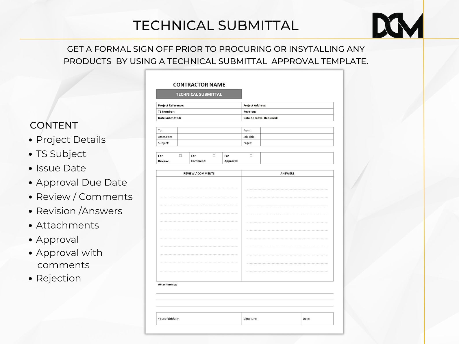 DM - Technical Submittal Approval Sheet - Etsy