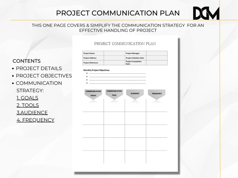 DM - Project Communication Plan in One Page - Etsy