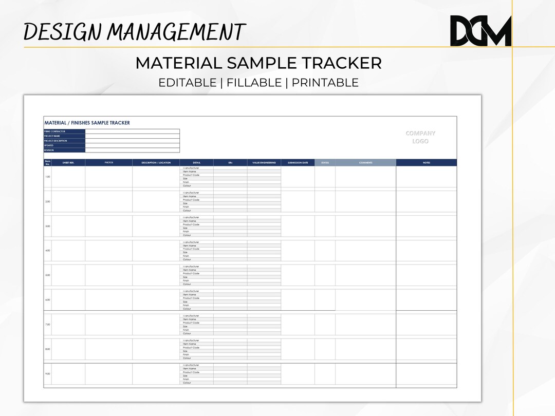 DM - Samples Material Tracker - Etsy