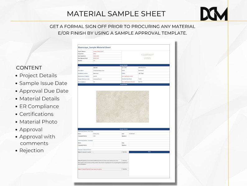 DM - Sample Approval Sheet - Etsy