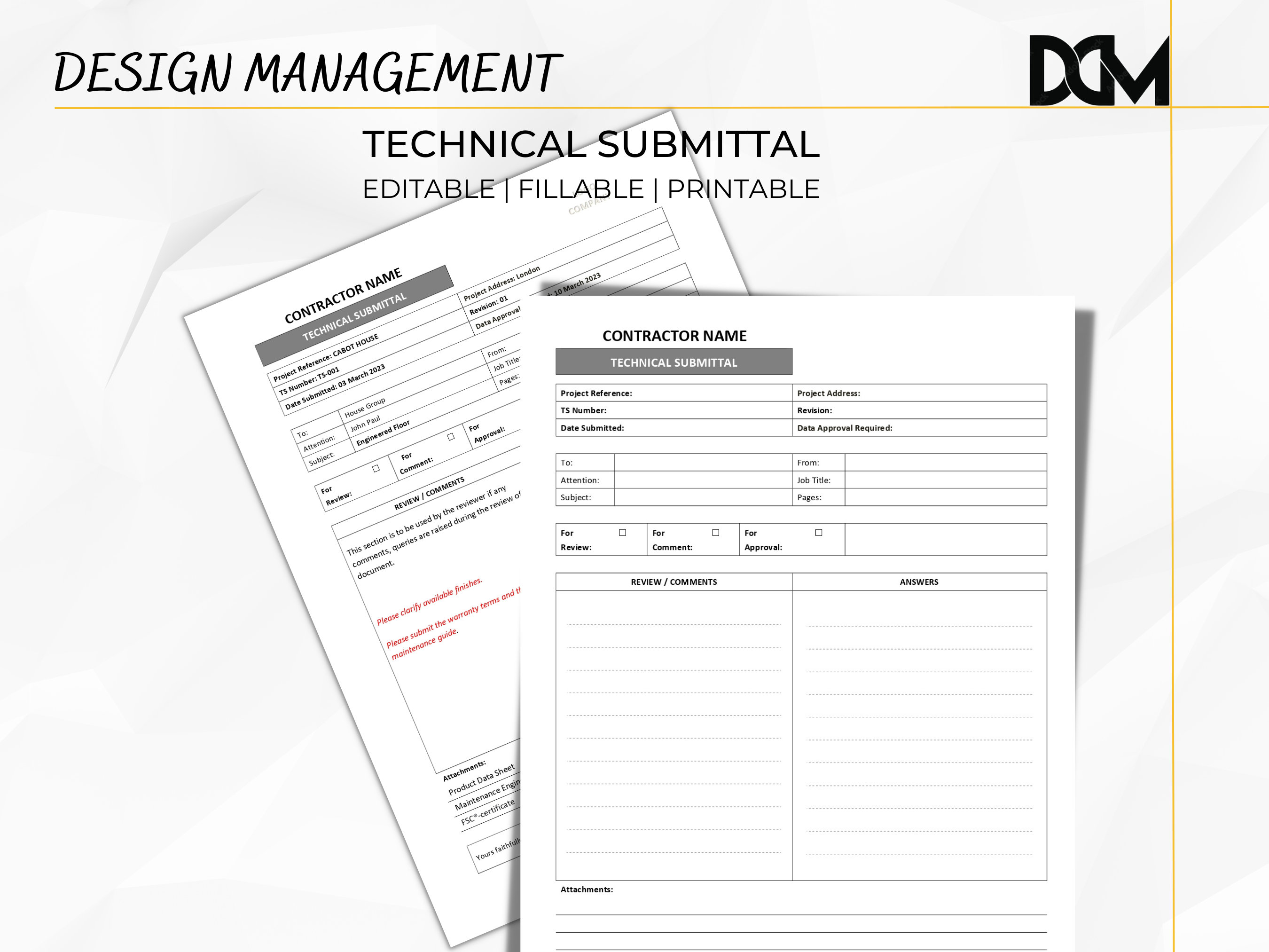 DM - Technical Submittal Approval Sheet - Etsy