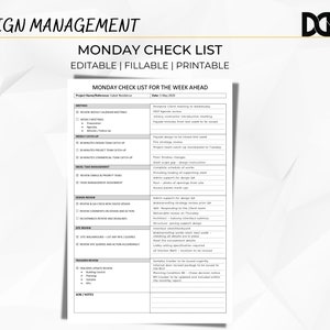 DM - Monday Check List in One Page - Etsy