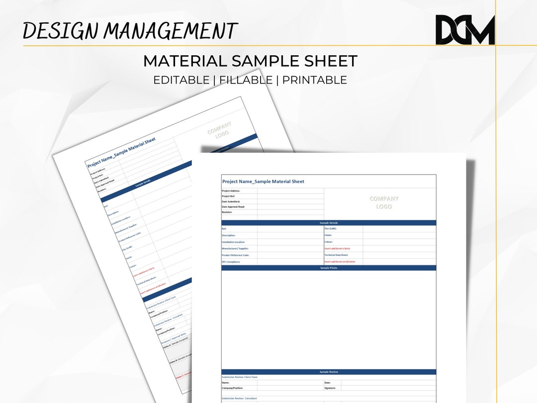 DM - Sample Approval Sheet - Etsy