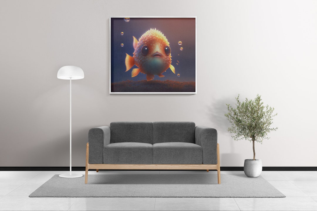 Adorable Orange Prickly Fish With Big Eyes - Digital Image for Instant ...