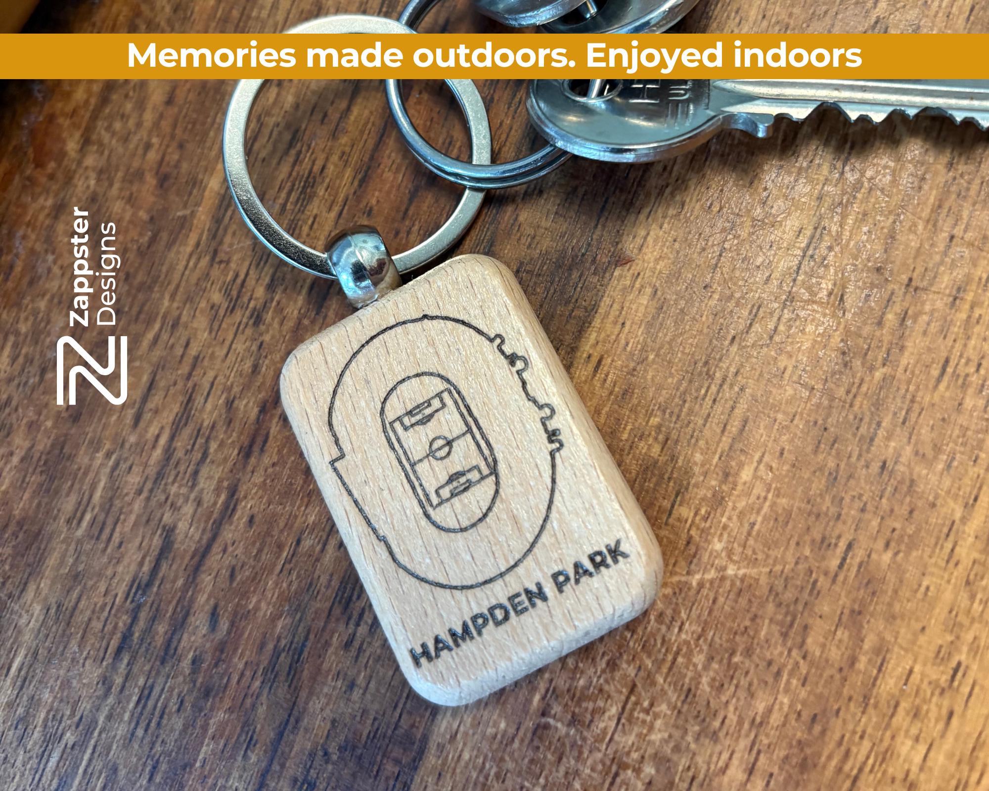 Custom Football Stadium Keyring | Laser Engraved Wooden Fan Gift - Etsy