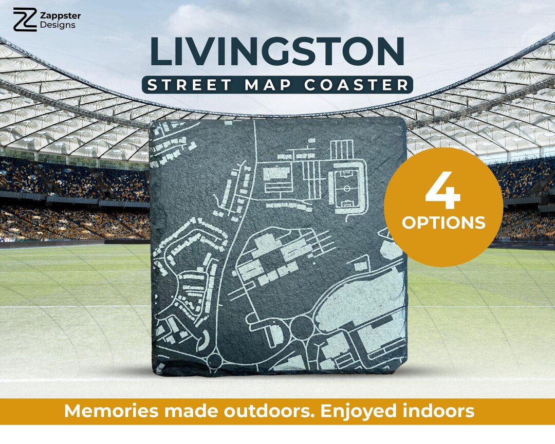 Football Stadium Street Map of Livingston Football Club With Framing ...