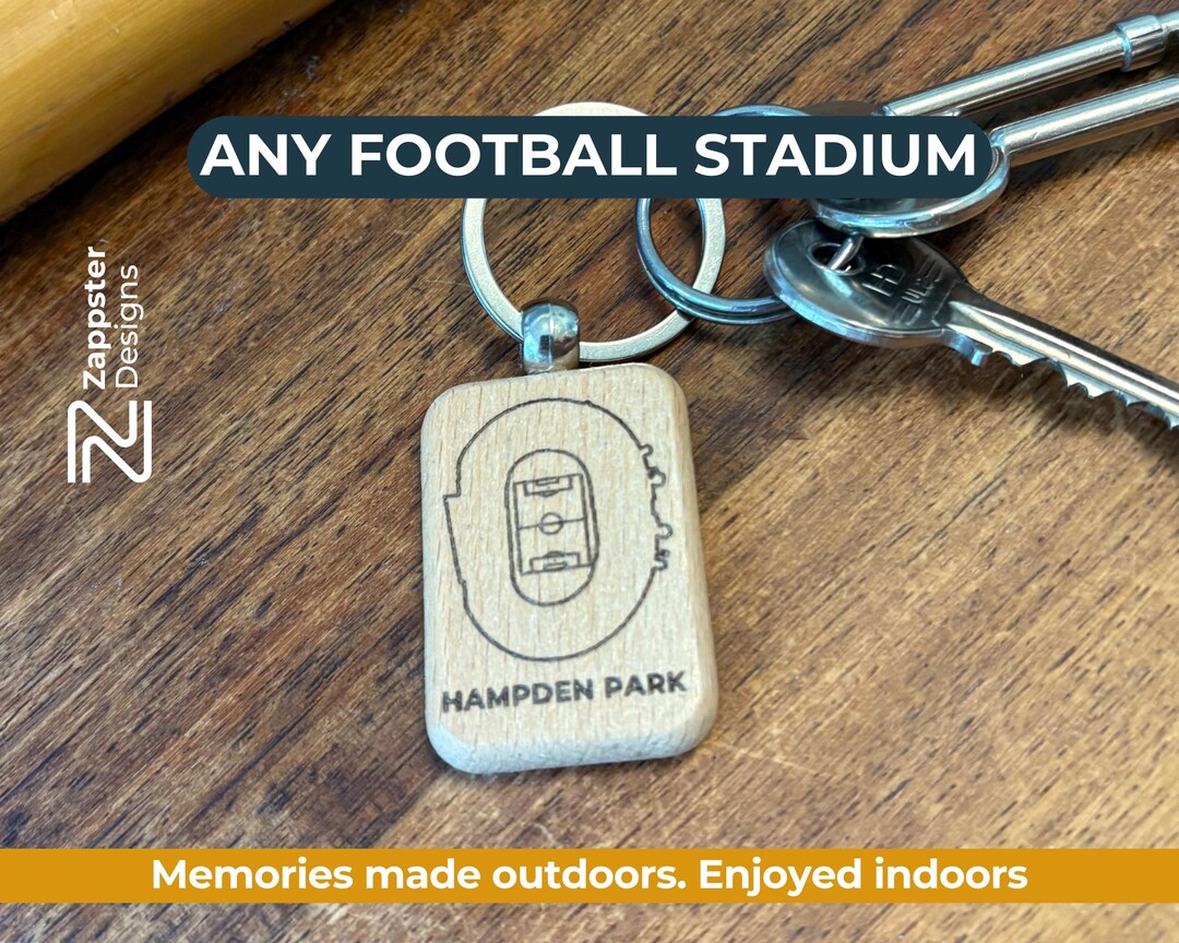 Custom Football Stadium Keyring | Laser Engraved Wooden Fan Gift - Etsy