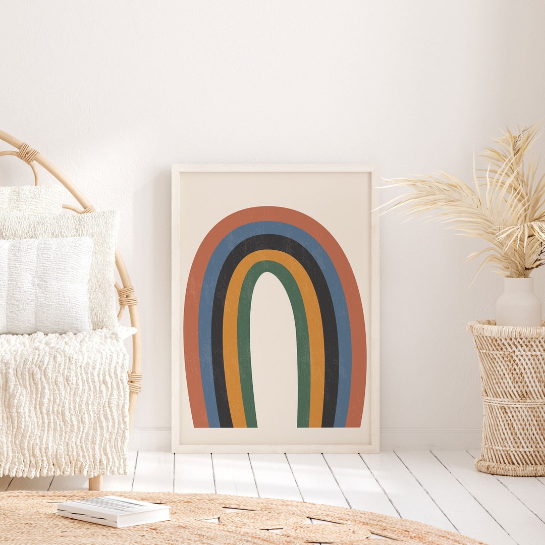 Boho Rainbow Print, Rustic Modern Home Decor, Vintage Printable Wall ...
