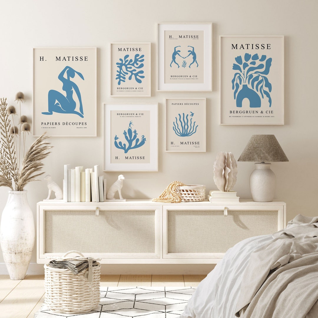 Blue Gallery Wall Art Prints Set of 6, Matisse Wall Art , Blue Matisse ...
