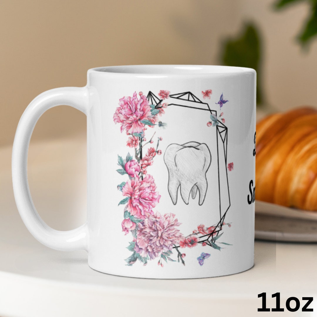 Personalized Floral Dental Mug, Hygienist Gift - Etsy