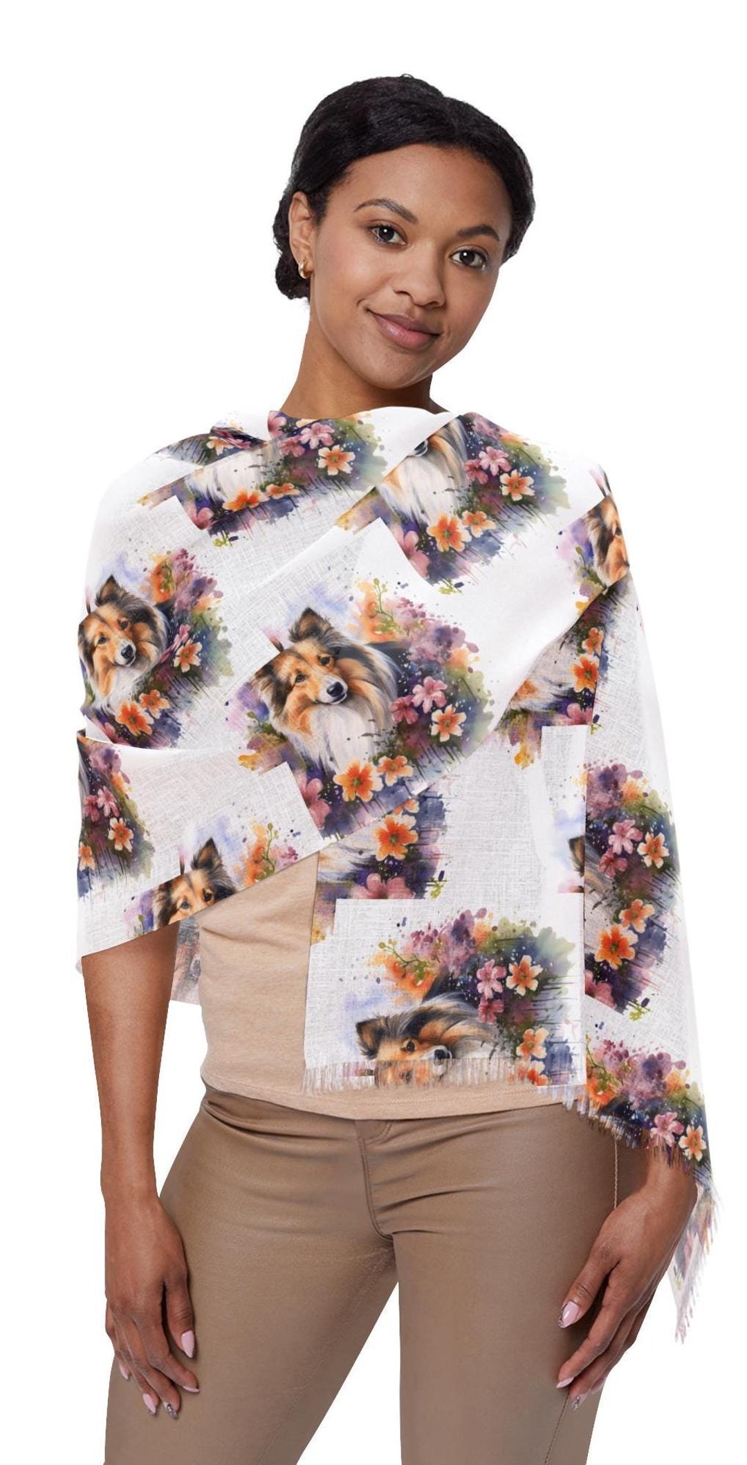 Watercolor Shetland Shepherd Dog Lightweight Scarf, Dog Lover Gift ...