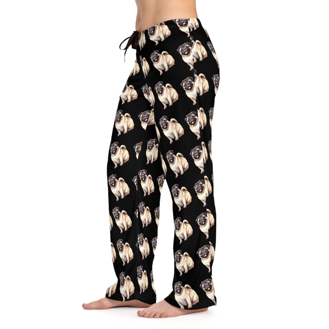 Pug Print Women's Pajama Pants, Pug Lounge Wear, Pug Fan Gift, Comfy ...