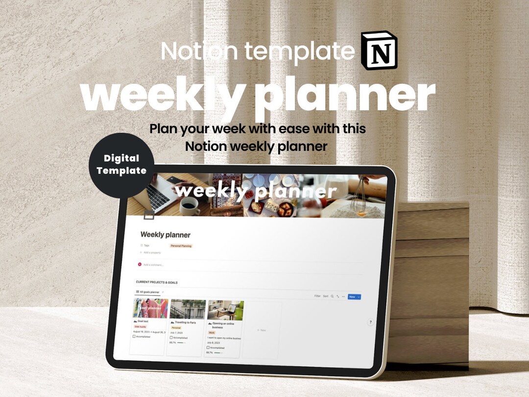 Weekly Planner Notion Template Minimal Notion Week Plan - Etsy