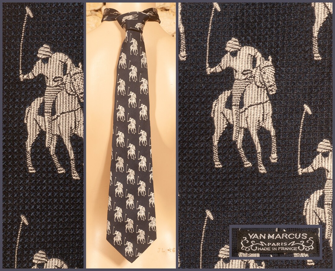 Vintage 60s 'van Marcus - Paris' Polo Motif Tie / Necktie - L 57" - W 3 ...