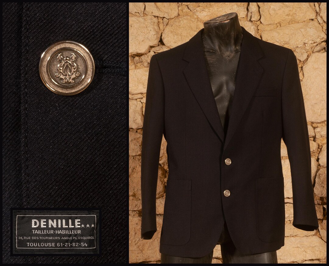 Vintage 60s 'denille' Notch Lapel 2 Button Jacket - Size UK/US 40 - EU ...