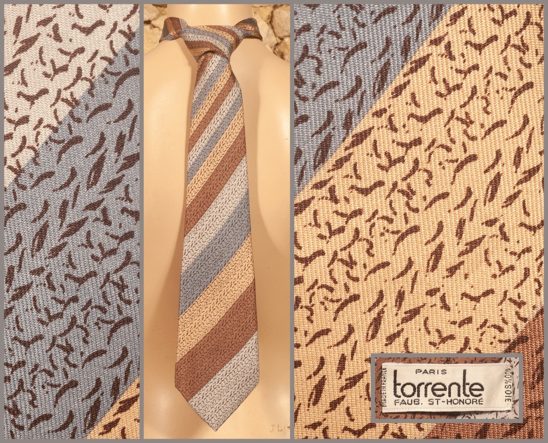Torrente - Paris - Vintage 70s Wide Silk Tie / Necktie - L 57" - W 3 3/ ...