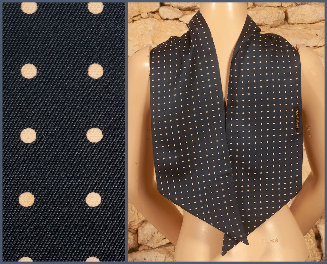Vintage 60s Gents Silk Polka-dot Scarf - L 48" - W 6" - Etsy