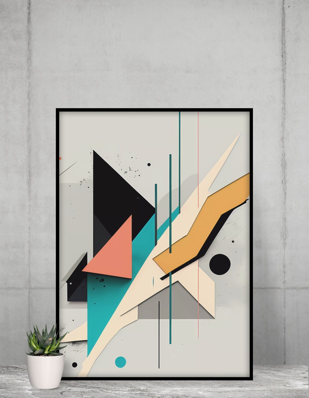 Geometric Shapes Wall Art, Modern Abstract Prints With Bold Lines ...