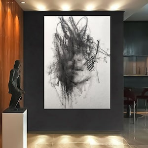 Abstract Face Art Canvas, Woman Wall Art Living Room Decor, Abstract ...