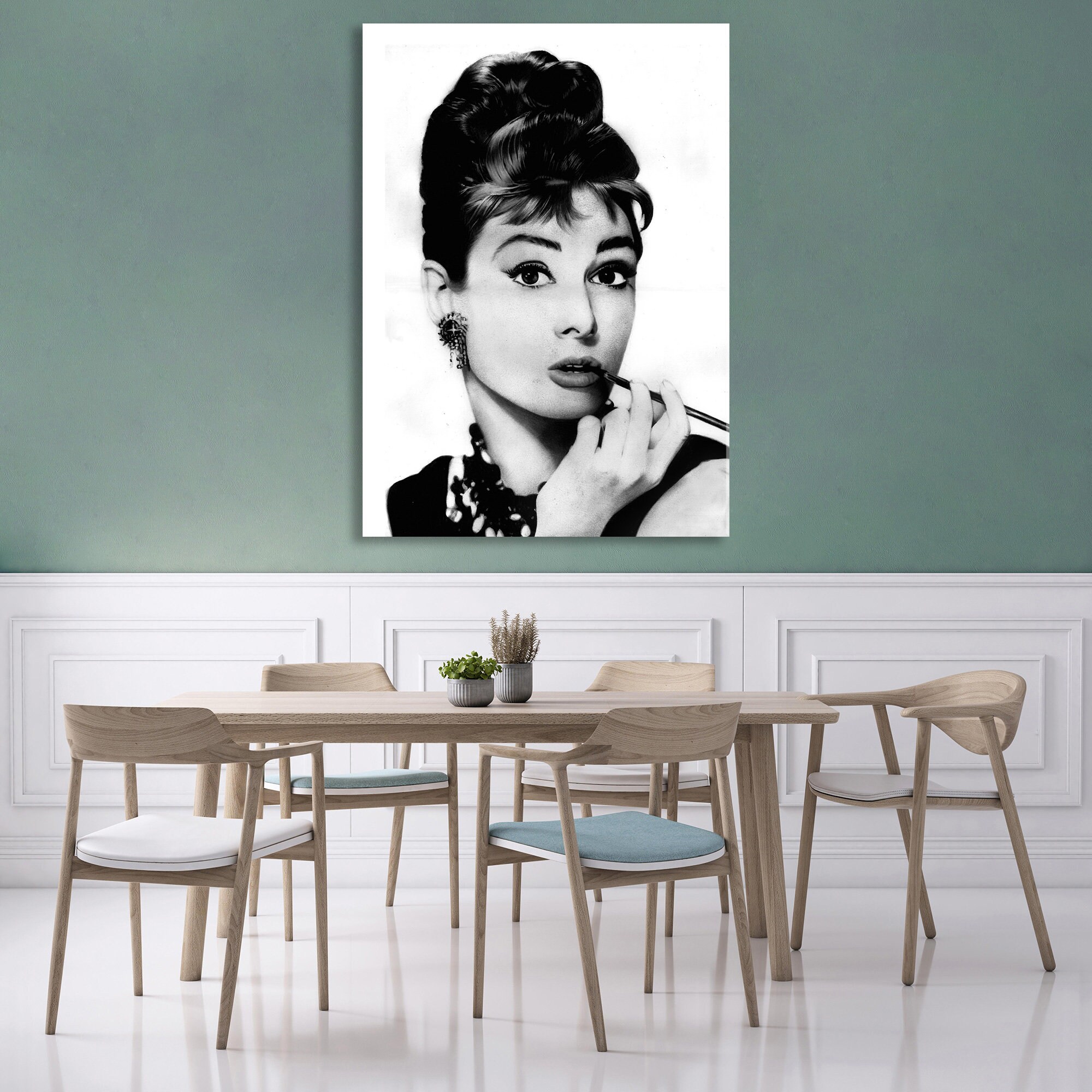 Audrey Hepburn Wand Kunst Leinwand, Audrey Hepburn Druck, Wohnzimmer Dekor, Vintage Leinwand ...