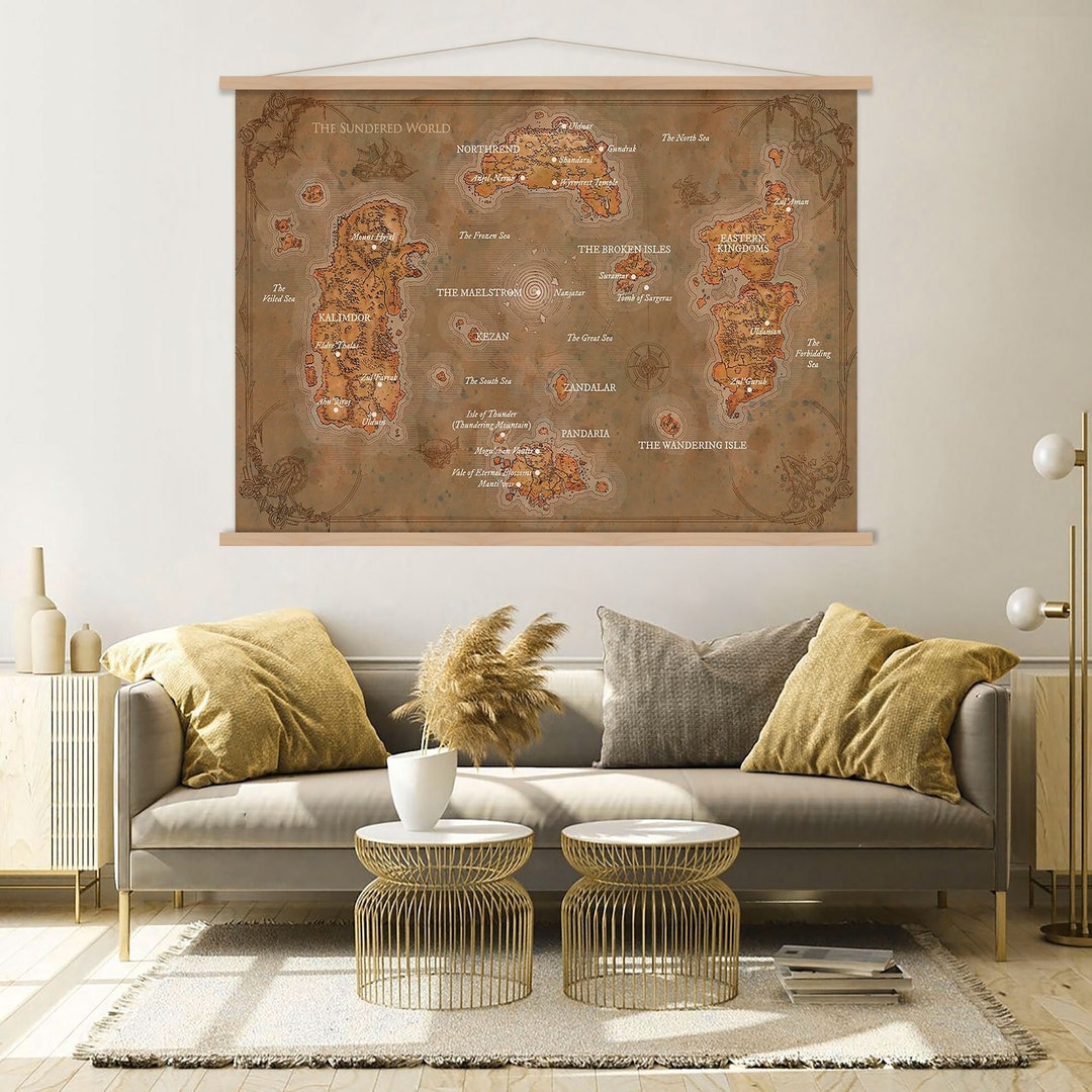 World of Warcraft Map Canvas Wall Art Hanger, Hanging World of Warcraft ...