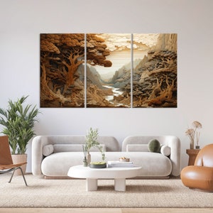Wood Texture Canvas Wall Art, Abstract Landscape Print, Wood Wall Art ...