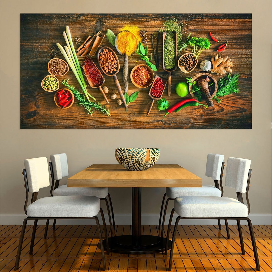 Kitchen Spice Wall Art Canvas, Herbs and Spices Print, Kitchen Wall ...