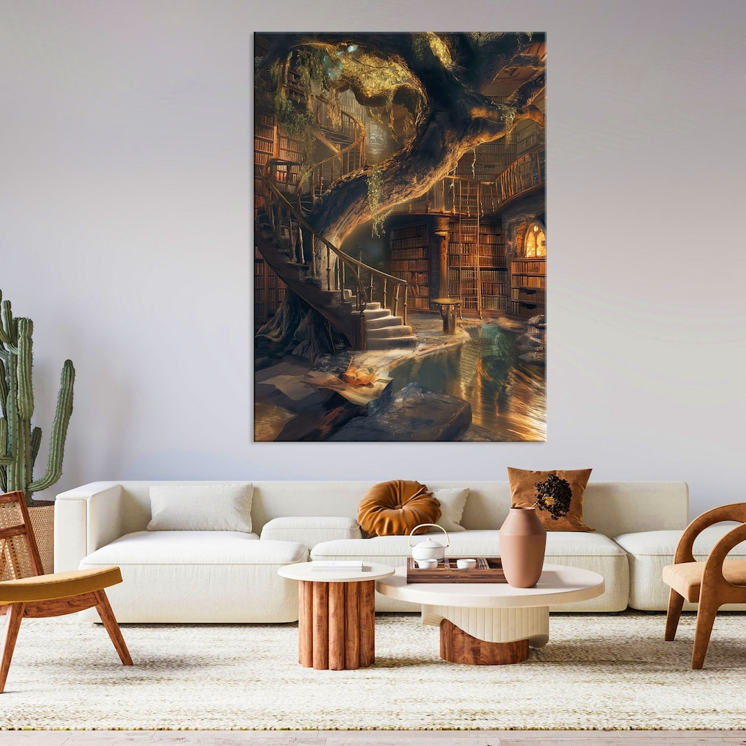 Lord of the Rings Art, the Hobbit Library Canvas Wall Art Living Room ...