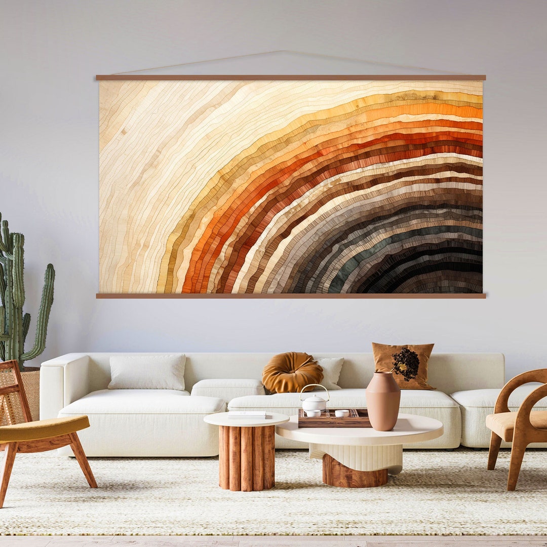 Tree Ring Wall Art Hanger, Tree Stump Print on Canvas, Hanging Wood ...