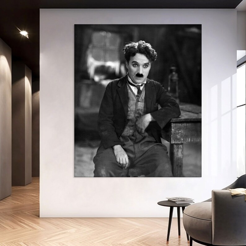 Charlie Chaplin Canvas Wall Art, Modern Print, Living Room Decor, Black ...