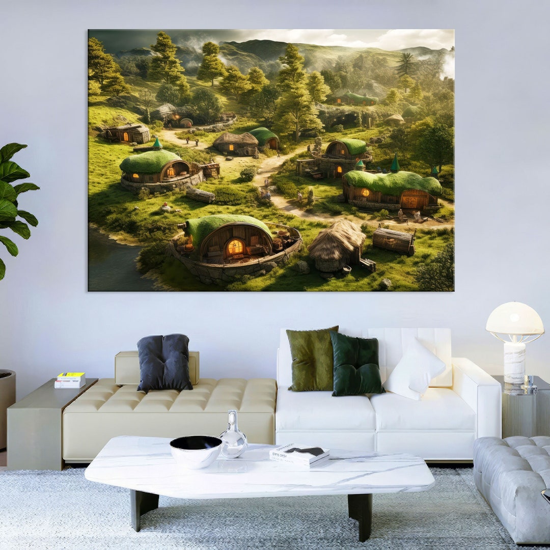 The Shire Canvas Print, Lord of the Rings Art, Hobbitcore Decor, Modern ...
