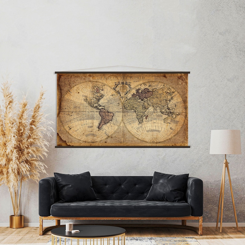 Old World Map Wall Art Hanger World Map Push Pin Canvas - Etsy
