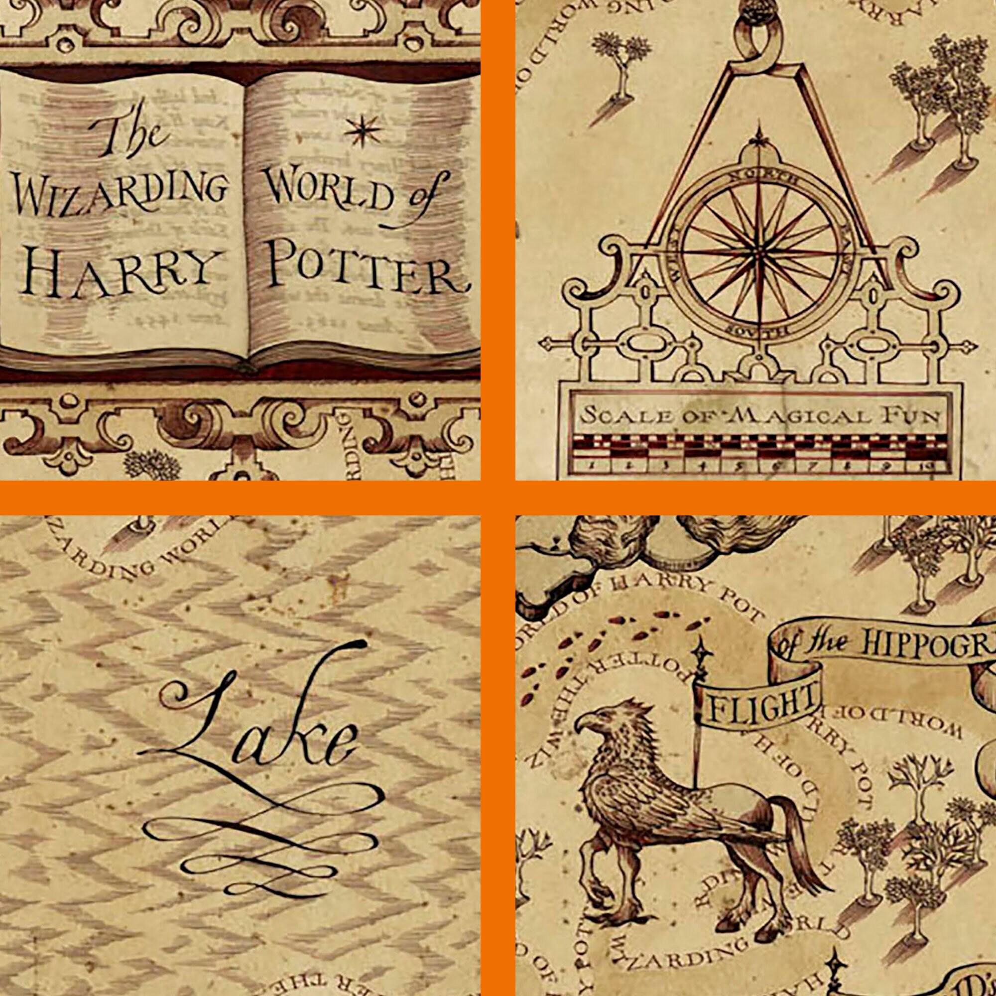 Harry Potter Map Canvas Wall Art Hanger, Hanging Harry Potter Art ...