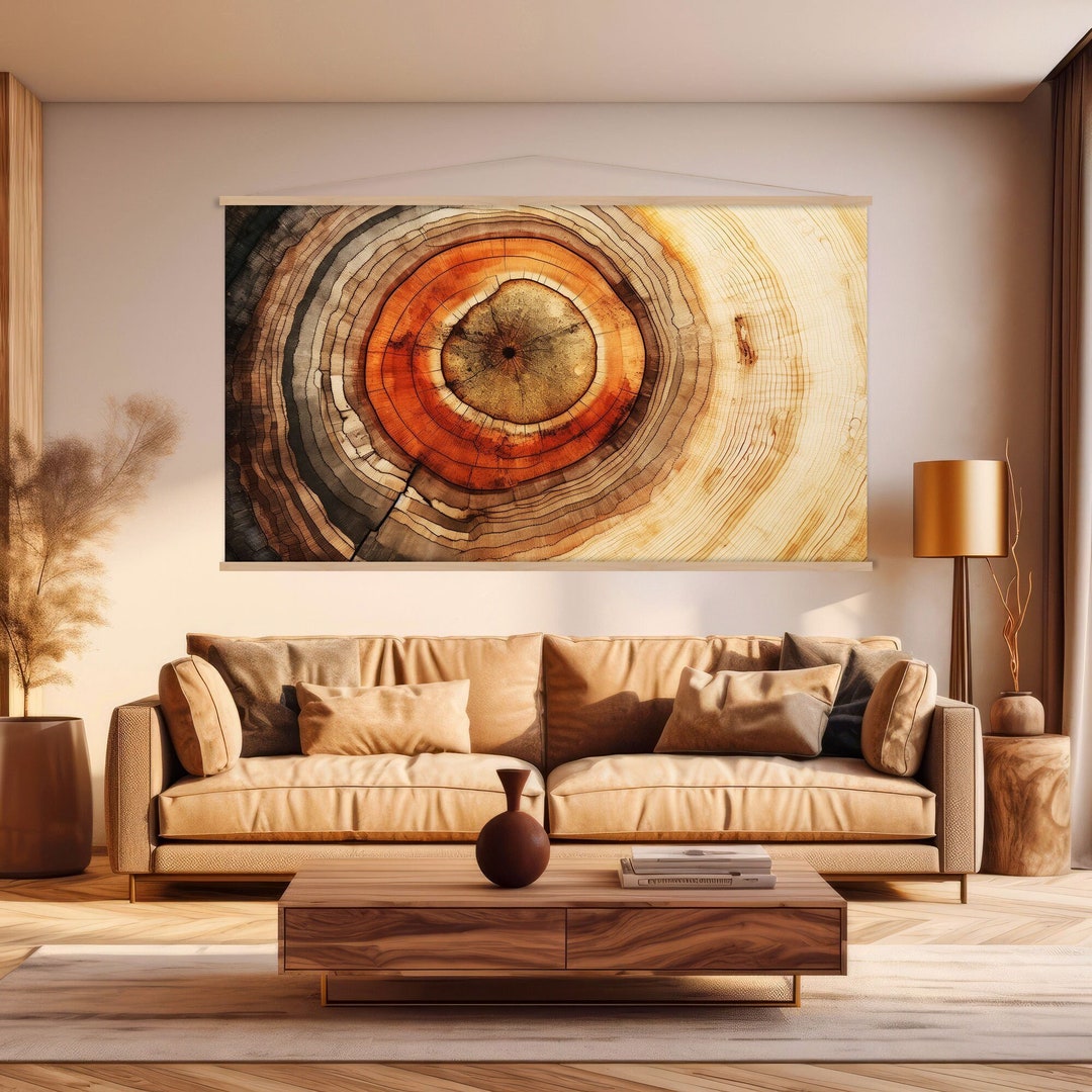 Large Tree Rings Wall Art Hanger, Tree Stump Print on Canvas, Hanging ...