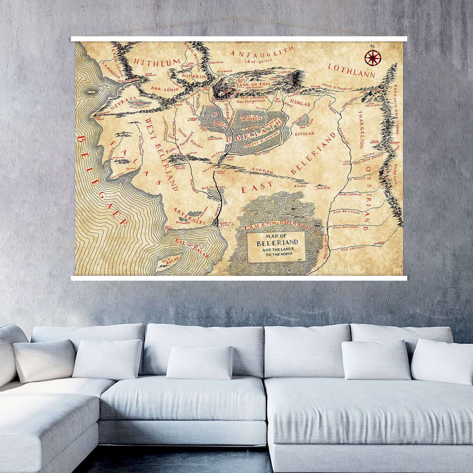 Beleriand Map Print Map of Middle Earth Canvas Wall Art - Etsy