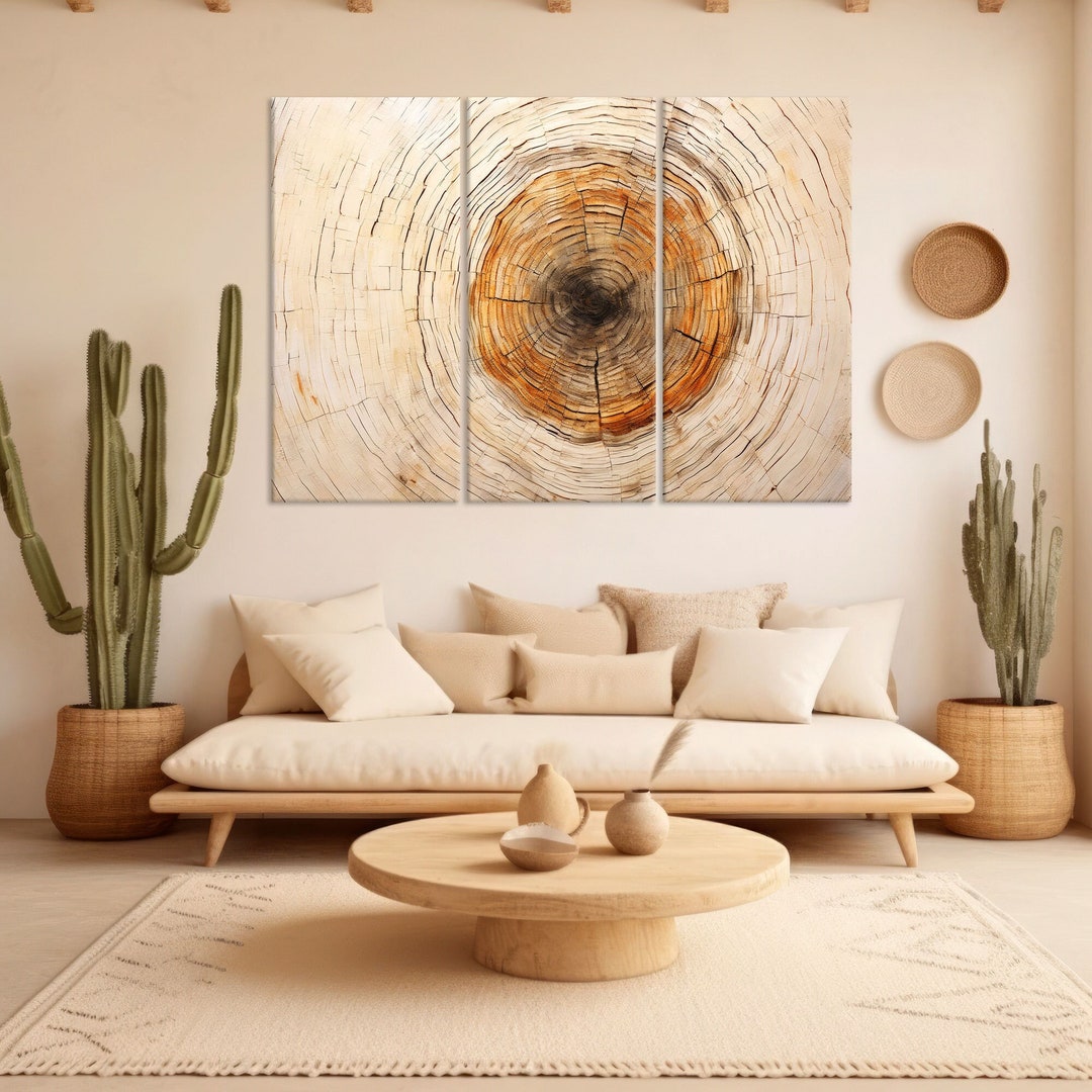 Tree Ring Wood Wall Art Canvas, Tree Stump Print, Framed Canvas Wall ...