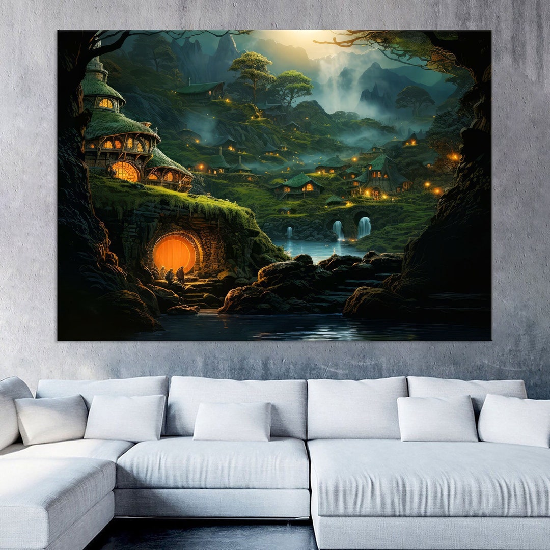 The Hobbit Print, Lord of the Rings Art, Hobbitcore Decor, Modern ...