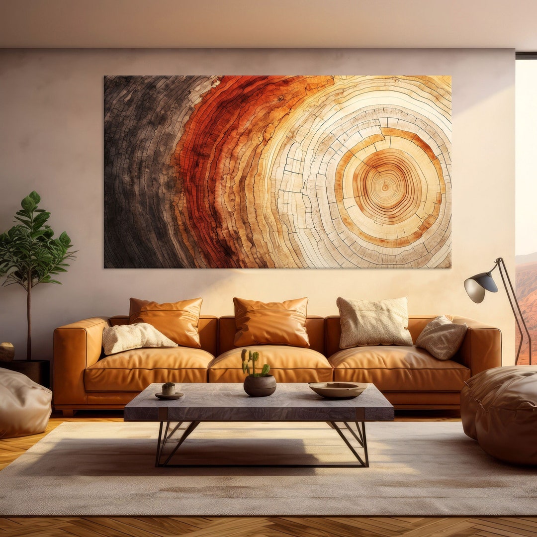 Tree Ring Print on Canvas Wall Art, Tree Stump Print, Wood Wall Art ...