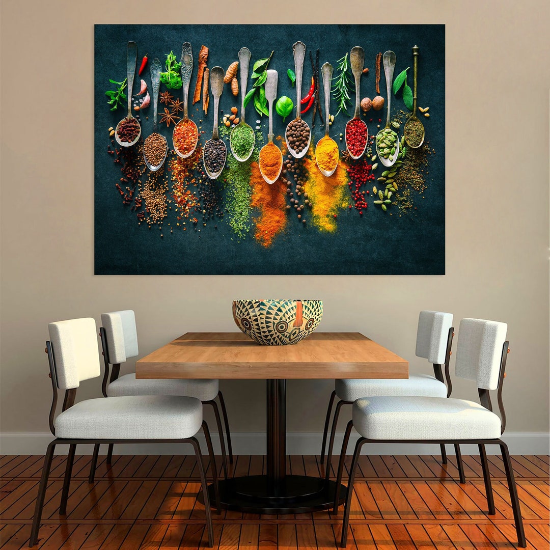 Kitchen Wall Art Spice Canvas, Herbs and Spices Print, Kitchen Wall ...