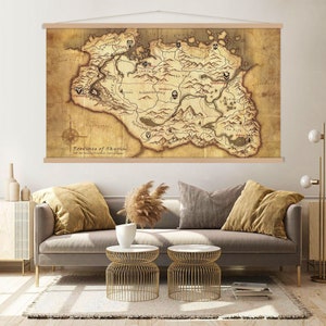 Skyrim Map Canvas Wall Art Hanger, Hanging Skyrim Art, Living Room ...